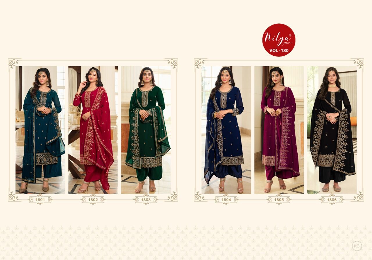LT Nitya Vol 180 Georgette Heavy Salwar Suits