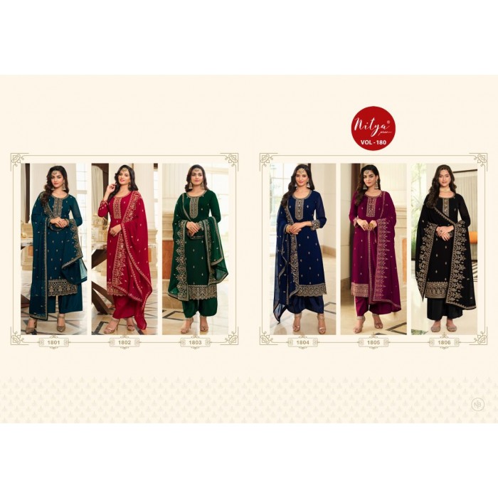 LT Nitya Vol 180 Georgette Heavy Salwar Suits