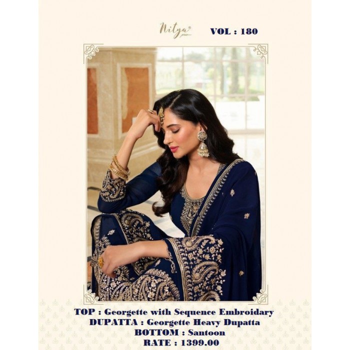 LT Nitya Vol 180 Georgette Heavy Salwar Suits
